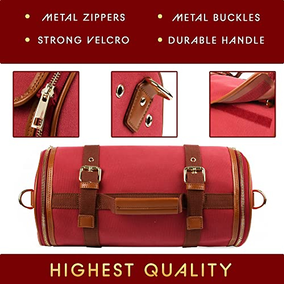 Pistivo Bartender Travel Bag - Portable Bar Case for Cocktail Creation, Barware Roll Bag Tool Set w/ Vegan Shoulder Strap, Storage Case Accessories, Perfect for Mixing Drinks, Burgundy