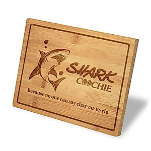 Shark Coochie Charcuterie Board/Personalized Shark Cutting Board/Bamboo Chopping Board/Meats and Cheeses Serving Boards,Because No One Can Say Charcuterie Board,Gift for Mom (Board D, 13''×9.5'')