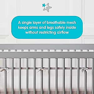 AirflowBaby Mesh Crib Liner — Essential Collection — White 9” — Fits Full-Size Four-Sided Slatted and Solid Back Cribs