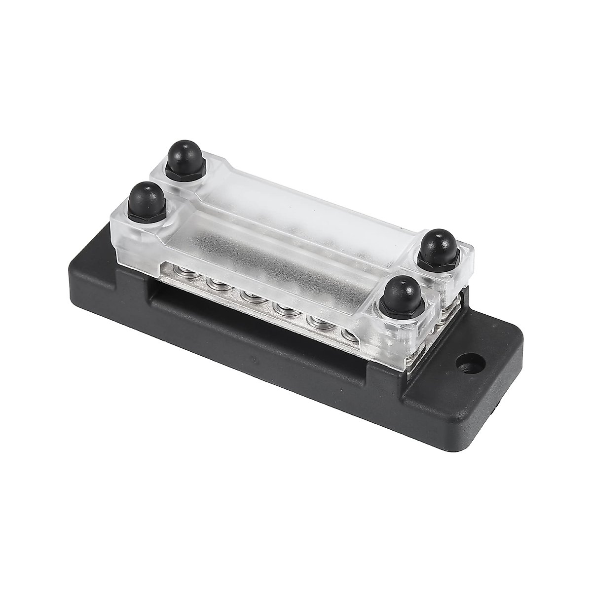X AUTOHAUX Dual 6 Way Terminal Bus Bar Ground Power Distribution Terminal Block Battery Bus Bar 150A Bus Bar Block with Cover for Auto Marine Car