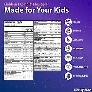 LIQUIDHEALTH Children's Complete Liquid Multivitamin for Kids, Toddlers - Essential Vitamins, Nutrients & Minerals, Immune Support, Gut Health - Great Taste, Vegan, Non GMO, Sugar-Free (16 oz)