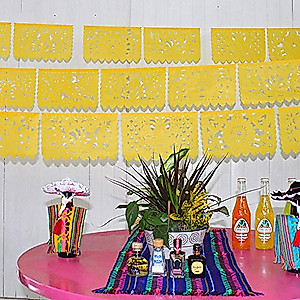 Yellow Party Decorations Papel picado Banners for Fiestas, Weddings, Birthdays, Bridal Showers and Baby Showers, Made from Tissue Paper WS65