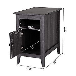 JAXPETY Modern Farmhouse Nightstand Set of 2, Wooden Bedside End Table with Switchable Door, Open Shelf, Hidden Storage for Living Room Bedroom, Gray