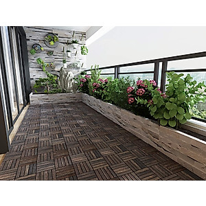 Interbuild Acacia Hardwood Interlocking Patio Deck Tiles, 12" × 12" (Pack of 10), Easy to Install Floor Tile for Both Indoor & Outdoor Use - Espresso