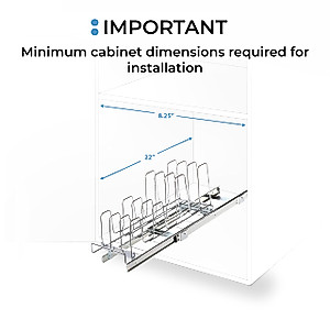 Home Zone Living Pull Out Kitchen Cabinet Organizer with One Tier of Storage and Dividers, 7.17” W x 21” D
