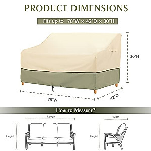 KylinLucky Outdoor Furniture Sofa Covers Waterproof, 2-Seater Patio Loveseat Bench Couch Covers Fits up to 78 x 42 x 30 inches