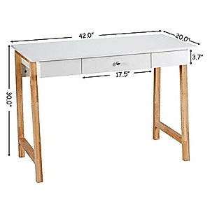 Home Office Bedroom Game Room Furniture Decor Laptop PC Study Computer Table Writing Desk Vanity Makeup Multi-Purpose White Desktop Large Countertop Storage Space Modern Elegant Design