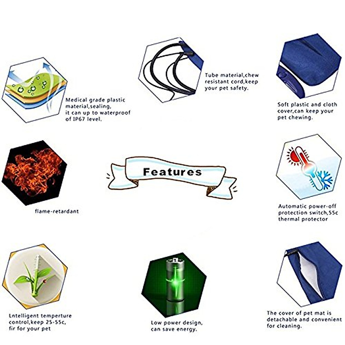 Cat Heating Pad,self Heating cat pad with Safe Indoor use Adjustable Warming Mat, Heated Dog pad with Chew Resistant Cord and Removable Cover for Cats and Small Dogs (Round, Blue) …