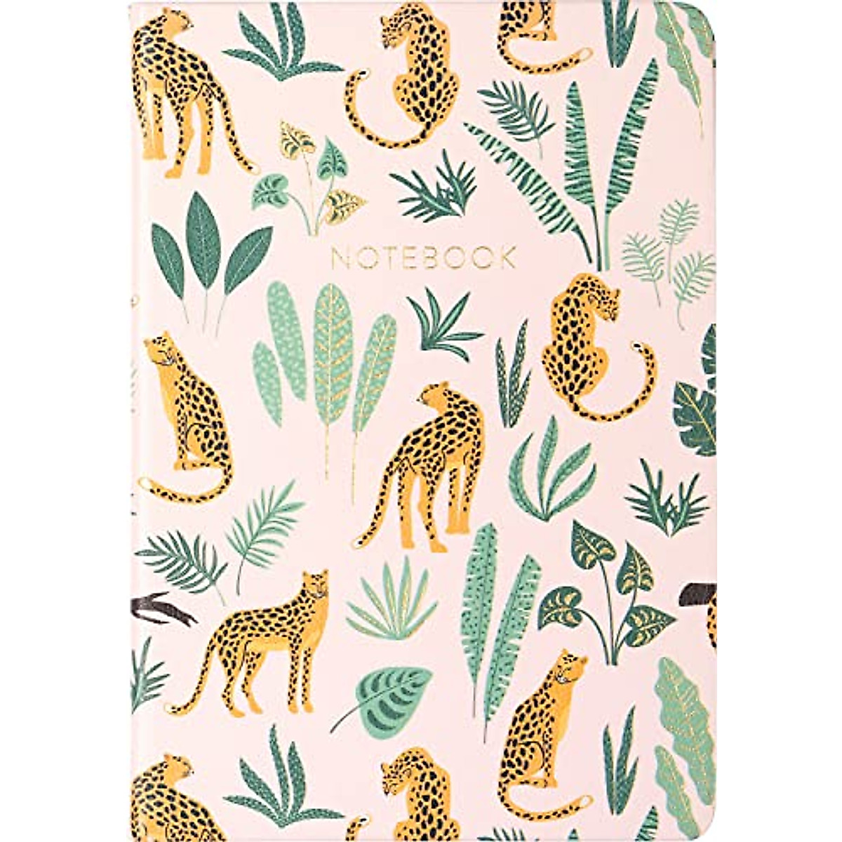 Eccolo Medium Lined Journal Notebook, Flexible Cover, A5 Writing Journal, 256 Ruled Ivory Pages, Ribbon Bookmark, Lay Flat, Notebook for Work or School, Cheetah (5.75-x-8.25 inches)