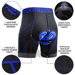 X-TIGER Men's Bike Shorts 5D Padded Cycling Shorts for Men, Mountain Road Bicycle Riding UPF 50+ Cycle Shorts Zipper Pockets