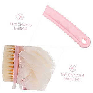 FRCOLOR 2pcs Shower Brush Bath Back Brush sponges for Body Bath loofahs Body Scrub Brush Handle Back Scrubber Long Handle Back Brush Shower Scrubber Bath Brush mesh Ball Back Skin Scrubber