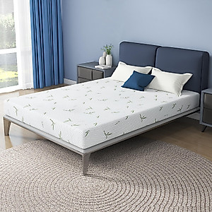 IULULU King Mattress, 10 Inch Memory Foam Mattress in a Box with Breathable Bamboo Cover, Green Tea Mattress Made in USA for Cool Sleep & Pressure Relief, Medium Firm, CertiPUR-US Certified, White