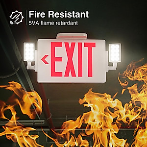 FREELICHT 6 Pack LED Double-Sided Exit Sign with Emergency Lights,Adjustable LED Emergency Exit Lights with Battery Backup，Exit Sign for Business，Hard Wired，UL Certified，AC 120/277V，