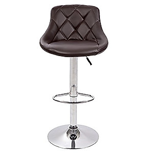 Ergonomic Design Bar stool Adjustable Hydraulic 360 Degree Swivel Stable Steel Frame Hight Density Cushion Seat Kitchen Dining Chair Pub Stool - Set of 2 Brown #1953