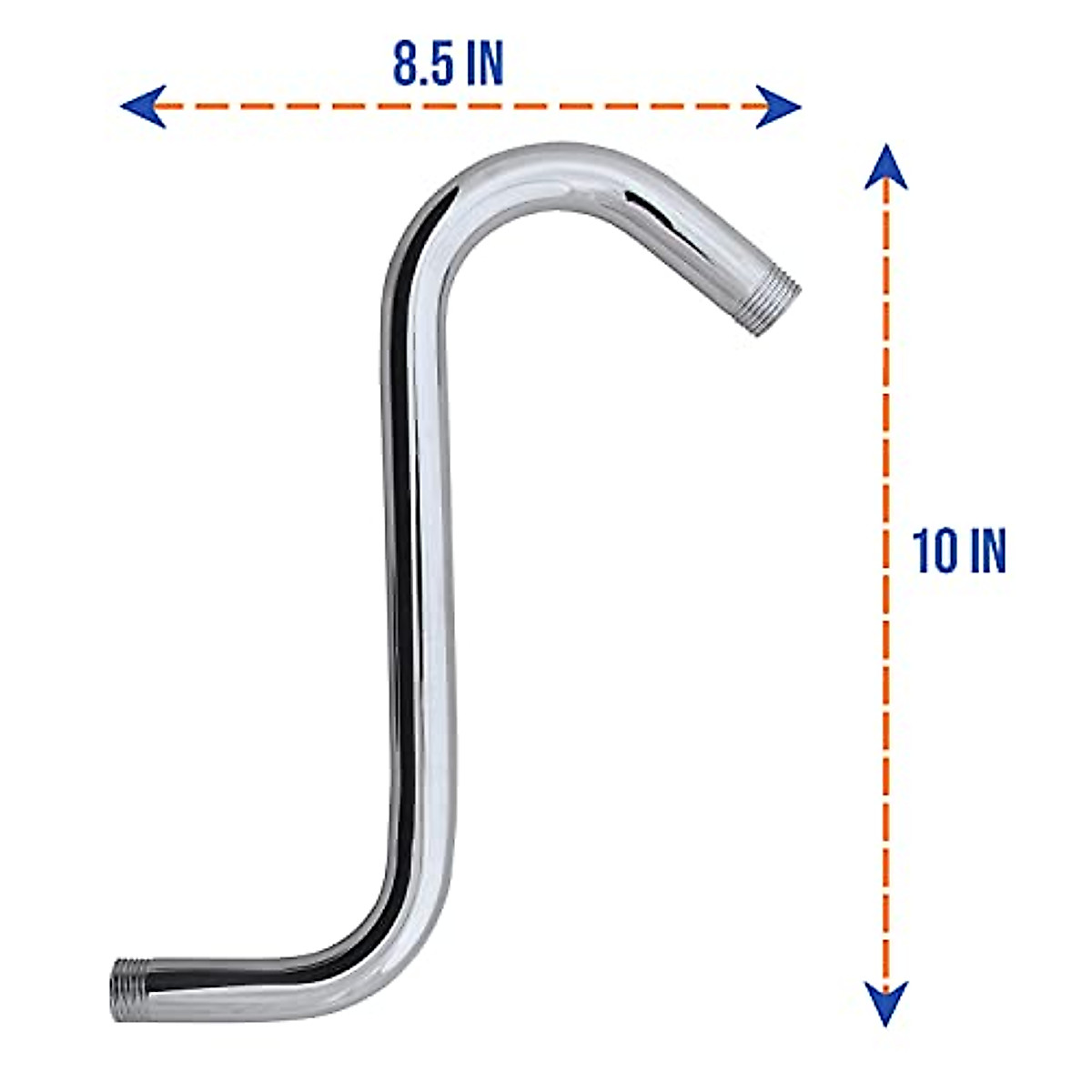 Shower Head Extension Arm with Flange,"S" Shaped Shower Head Riser Extension Arm, 10 inch Chrome Shower Pipe Extension