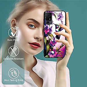 RYUITHDJP for TCL 40XL Case Hummingbirds Girl Theme with Screen Protector Detachable Stand Phone Case for TCL 40 XL Case Soft TPU Stylish Protective Cover