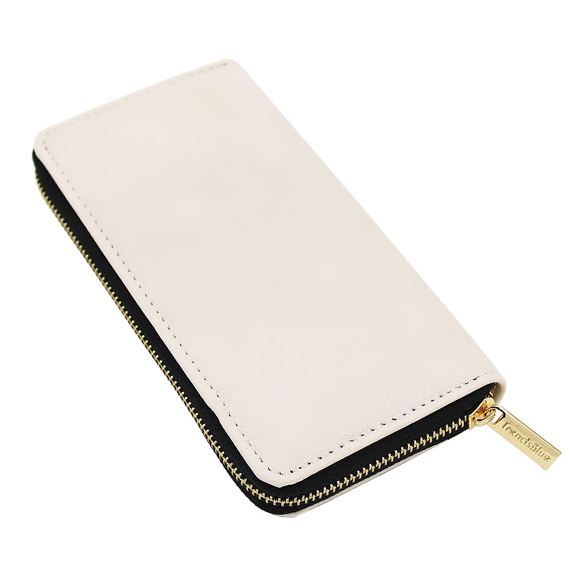 Premium Textured Vegan Antique PU Leather Continental Zip Around Wallet, Cream