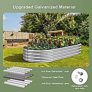 Kesfitt Raised Garden Bed Kit,Outdoor Galvanized Planter Large Metal Raised Boxes with Safety Edging and Gloves for Gardening Vegetables,Fruits,Flower(4x2x1FT)