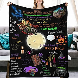 Hocus Pocus Blanket Halloween Throw Flannel Fleece Blankets Sanderson Sisters Soft Plush Blanket for Couch Sofa Bed Home Decorations 50"x40"