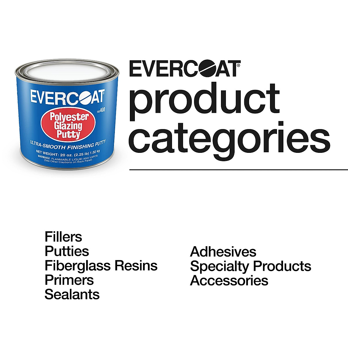 Evercoat Polyester Glazing Putty for Galvanized Steel, Aluminum, Fiberglass & More - 20 Oz