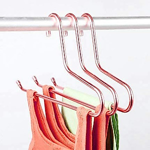 YUNAI 3Pcs Stainless Steel Pants Hangers, Open Ended Hangers, Jean Hangers, Strong Durable Anti-Slip Slacks Hangers for Space Saving.(Rose Gold)