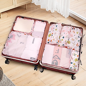 8 Piece Packing Cubes Set, Lychii Travel Luggage Packing Organizers - Floral Printed