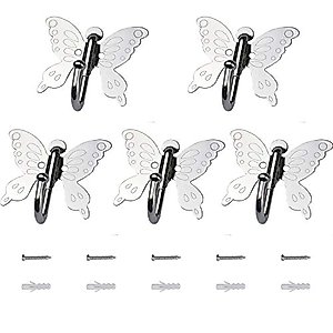 SUNUNICO Wall Hooks for Girls Bedroom, 5 Pack Coat Hooks Wall Mounted with 10 Pieces of Anchor Screws for Coat, Scarf, Hat, Towel, Robe, Key