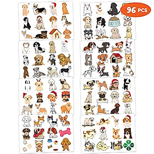 8 Sheets (96PCS) Temporary Tattoos Dog Birthday Party Supplies Decorations Party Favors Tattoo Stickers For Kids Girls Boys Gifts Classroom School Theme Prizes Rewards