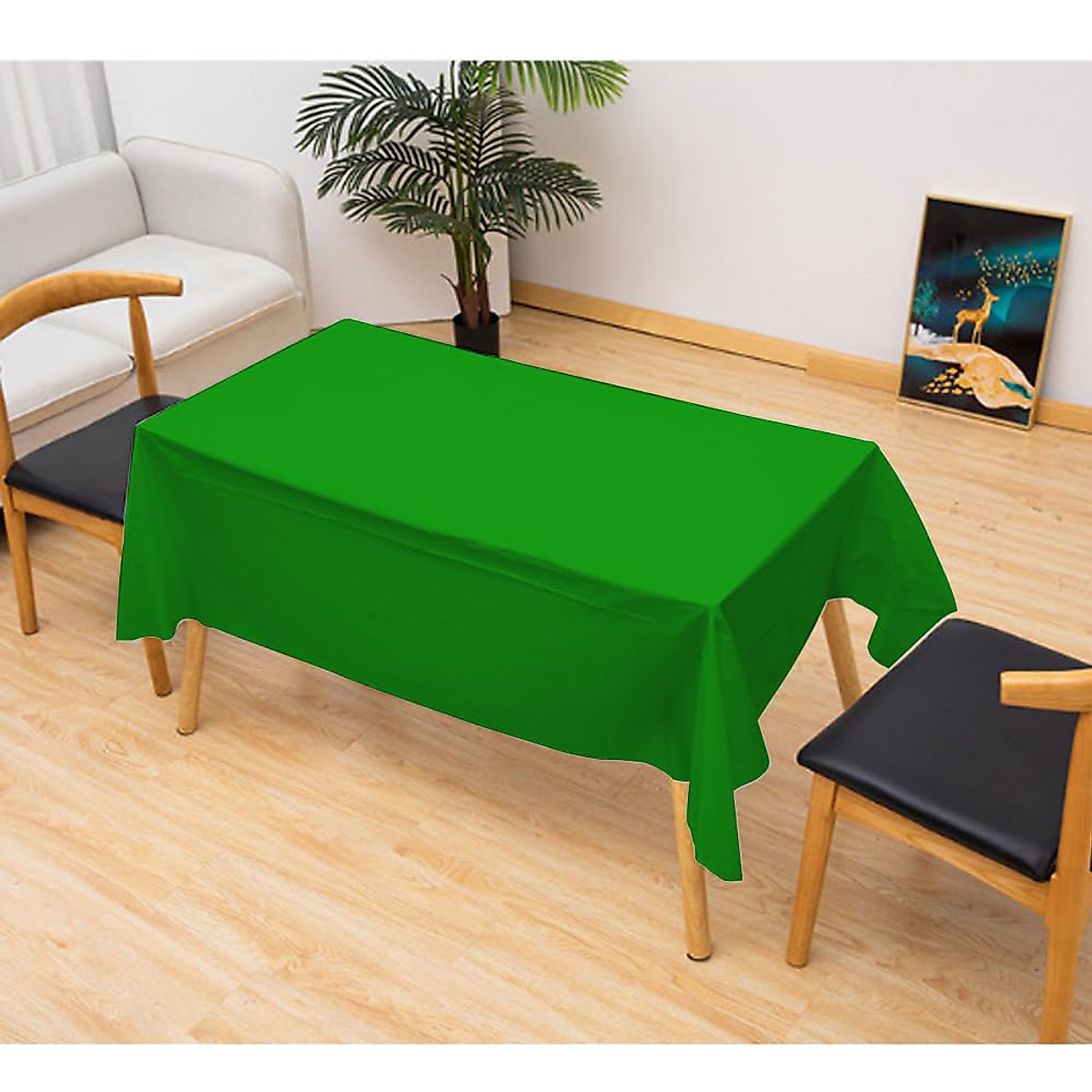 Siencooray Dark Green Disposable Plastic Tablecloth, 2 Pack 54"x 108" Rectangle Table Covers for Parties, Events, Weddings, Indoors and Outdoors