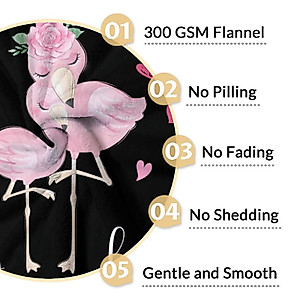 Personalized Flamingo Blanket Gifts with Name - 40x50 Inches Cute Throw Blanket for Women & Girls - Black Soft Fuzzy Blankets for Bed, Couch & Living Room