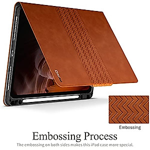 auaua Case for iPad Pro 12.9 6th/5th/4th/3rd Generation 2022/2021/2020/2018, Slim Durable Leather Stand Cover with Pencil Holder, Auto Sleep/Wake (Brown)