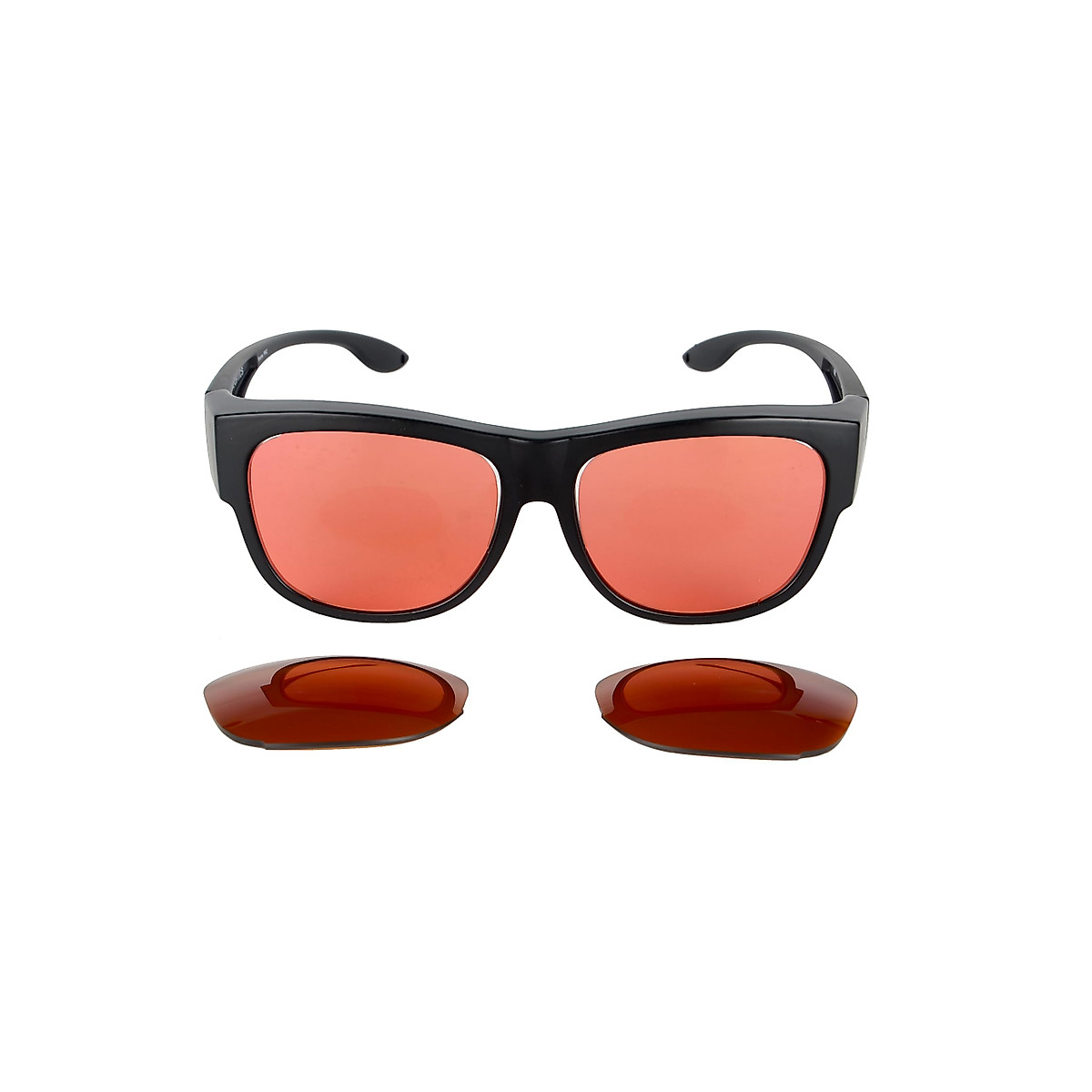 BRADDELL OPTICS FL-41 Rose Fitover Glasses with FL-60 Interchangeable Lenses for Migraine Light Sensitivity and Fluorescent LED Glare (Large)