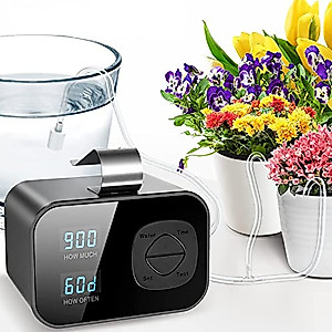 Zollea Automatic Watering System for Potted Plants, Rainproof Plant Waterer Auto Watering Device Drip Irrigation Kit with 60Day Programmable Timer, LED Display, USB Power & Large Capacity Battery