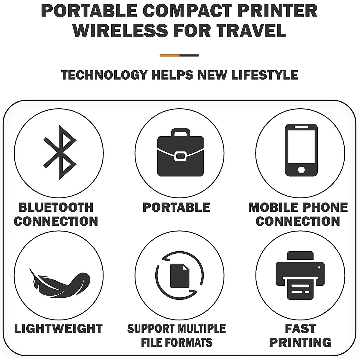 Darkant Portable Thermal Printer Wireless for Travel, Inkless Compact Printer, Small Bluetooth Thermal Mobile Printer Compatible with Android iOS Phones & Thermal A4 Paper (210 x 297mm)