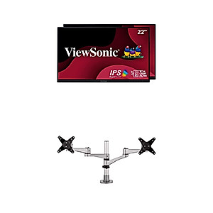 ViewSonic VA2256-MHD_H2 Frameless Dual Pack Head-Only 1080p IPS Monitors LCD-DMA-001 Dual Monitor Mounting Arm