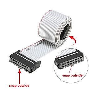 uxcell® IDC 16 Pins Wire Flat Flexible Gray Ribbon Jumper Cable 60cm 2.54mm Pitch,2pcs