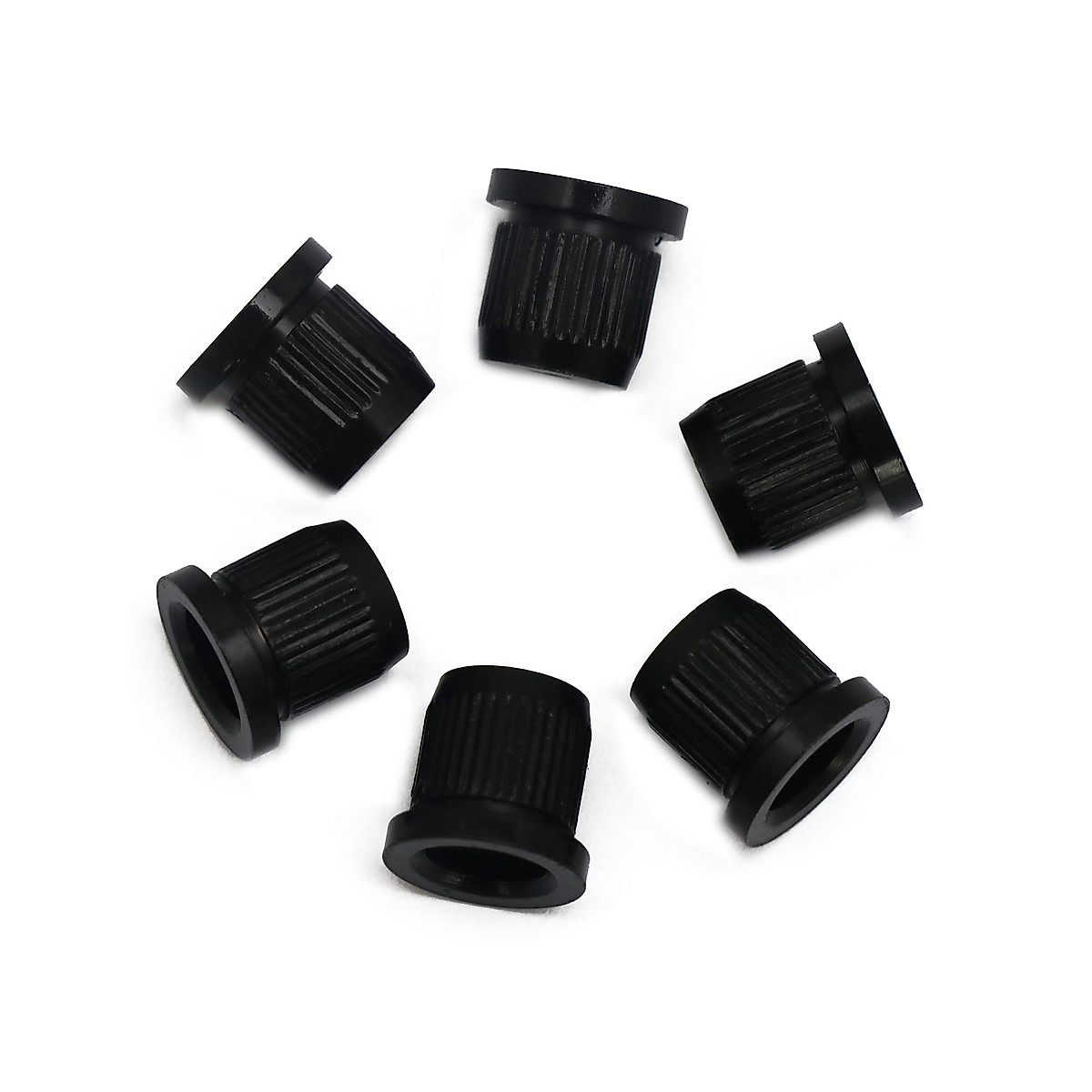 Metallor Guitar String Mounting Ferrules Through Body Mounts String Caps for Tele Telecaster Style Electric Guitar Parts Replacement Set of 6Pcs. (Black)