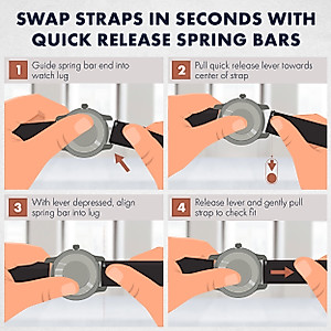 Benchmark Quick Release Leather Watch Band - Premium Italian Full Grain Leather Watch Straps for Men & Women (20mm, Dark Brown)