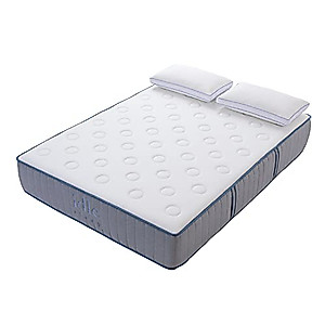 Memory Foam and Innerspring Hybrid Mattress, 14-Inch California King Size Mattress, Two-Sided Flippable Medium Firm Mattress with 2 Bonus Pillows, Bed-in-a-Box, CertiPUR-US