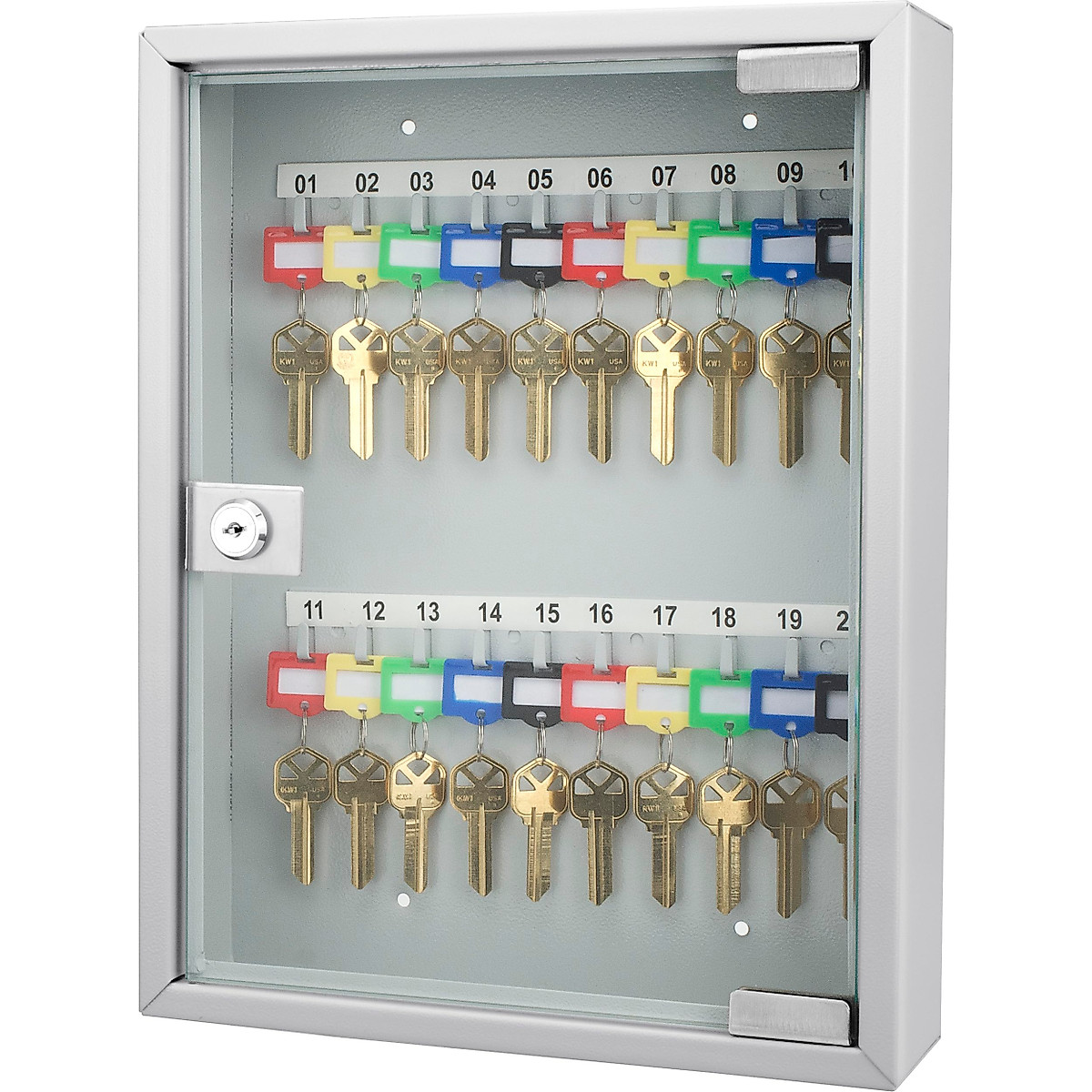 Barska CB12952 Key Lock 20 Position Key Cabinet with Glass Door Grey