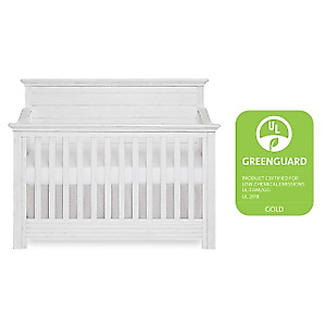Evolur Waverly 5-in-1 Full Panel Convertible Crib in Weathered White, Greenguard Gold Certified 58.75x31.25x46.5 Inch (Pack of 1)