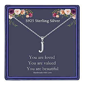 Hidepoo Sterling Silver Initial Necklaces for Women, Dainty Silver Initial Necklaces for Women Personalized Letter J Pendant Initial Necklaces Silver Initial Necklaces for Women Gifts Jewelry