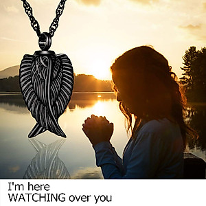 Angel Wing Cremation Necklace for Ashes Stainless Steel Urn Pendant Ashes Holder Memorial Jewelry