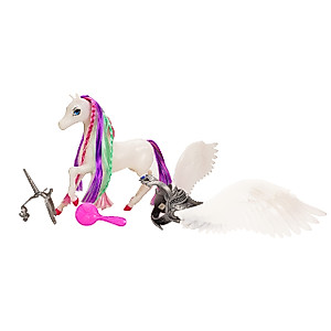 Sparkle Unicorn and Fairy Tale Princess Doll, W/ Crystal Comb and Fairy Stick, Girls' Unicorn Doll Toys Gifts, Presents for Girl Kids Aged 3+ (Pink Unicorn Purple Dress)