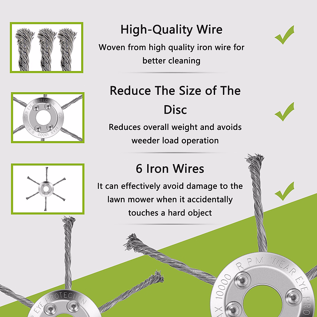 8inch Steel Wire Brush Cutter Trimmer Head,Upgraded Less Twisted Wires Unbreakable Wired Trimmer Blade,Less Load for Grass String Trimmer,Indestructible Durable Metal Weed Trimmer Head,Universal Fit