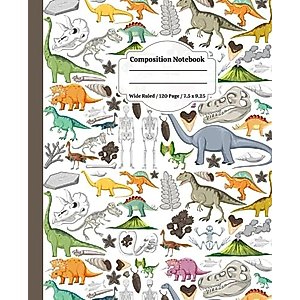 Dinosaur Composition Notebook: Writing Journal Comp Lined Notebooks For School And Kindergarten | Primary Writing Journal For Kids, Teens, Girls, Boys, And Students , Cute School Supplies Aesthetic