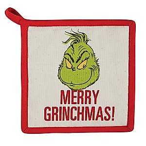 Department 56 Dr. Seuss The Grinch Merry Christmas Holiday Pot Holder, 8 Inch, Multicolor