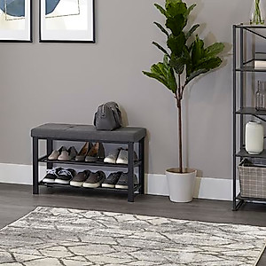 neatfreak Upholstered Storage Bench for Shoes - Double Seat Shoe Bench with Upholstered Fabric Seat Cushion and 2 x Shoe Racks - Perfect for Entryway, Mudroom, Foyer - 12.59" D x 31.89" W x 19.48" H