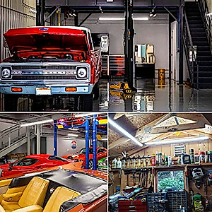 CNSUNWAY 4FT LED Shop Light, 48W 6300LM 6500K Super Bright, T8 Integrated LED Tube Lights, D-Shaped, High Output, Clear Cover, Linkable Shop Lights, LED Garage Light 4 Foot with Plug (6 Pack)