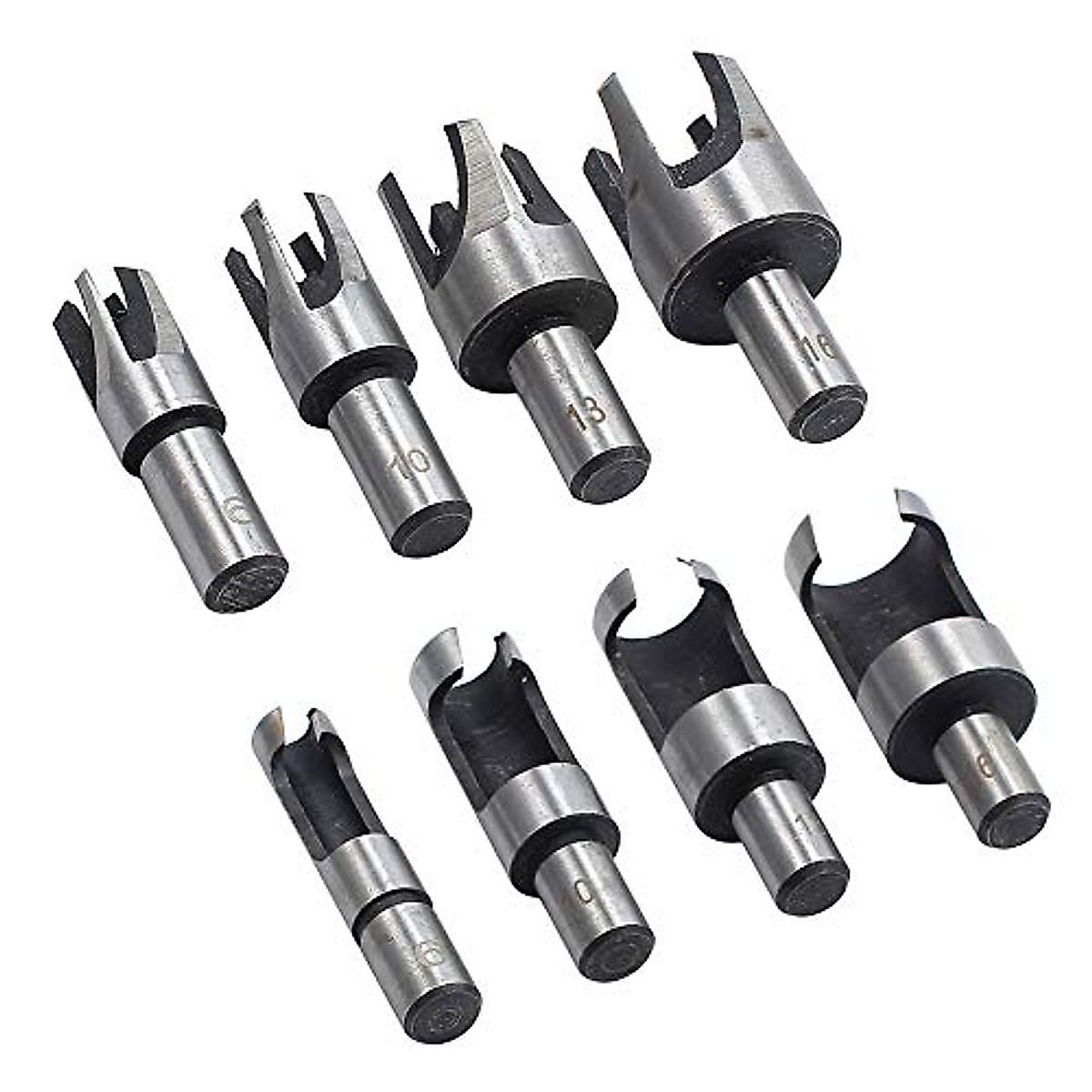Bestgle 8Pcs Wood Plug Cutter Carbon Steel Straight and Taper Claw Drill Bit Set Woodworking Hole Saw Cutting Tool 5/8" 1/2" 3/8" 1/4"